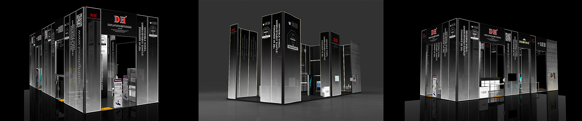 Tent With Banner Rail, Movable Indoor Display Stands - 东华DH Display